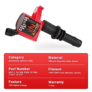 CarBole DG511 Ignition Coils Compatible with 1999-2008 Ford F250 F350 Super Duty Lincoln Mercury V8 V10 4.6L 5.4L 6.8L Replacement for FD508 E508 UF537 IC558 5C1584 (Pack of 8pcs)
