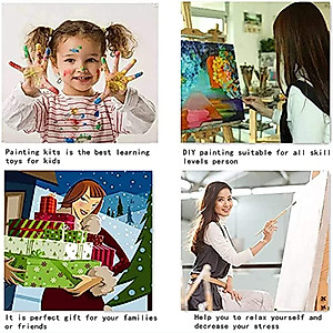 Tucocoo Purple Flowers Paint by Number for Adults, DIY Oil Painting Kits on Canvas with Brushes and Acrylic Pigment, African American Little Girl Portrait Artwork for Home Decor 16x20inch (Frameless)