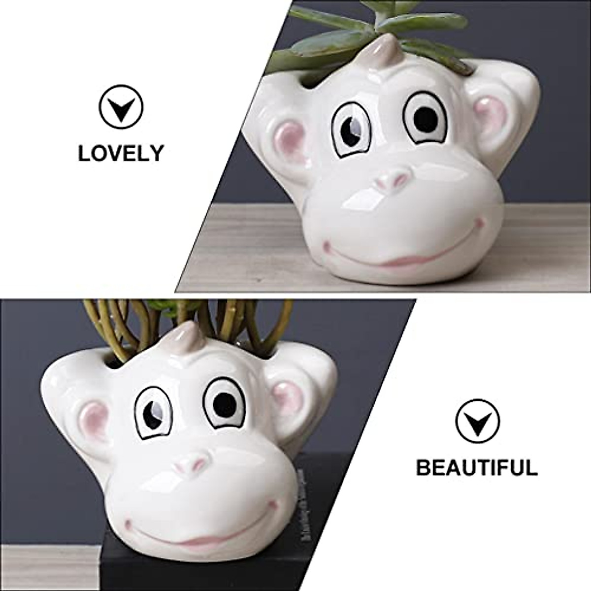 Yardwe Mini Planter 1pc Cartoon Animal Vase Small Planter Pots Succulent Plant Pots Cute Animal Planter Garden Planters Animal Pots Pottery Flower Pots s Modern Ceramics White Clay