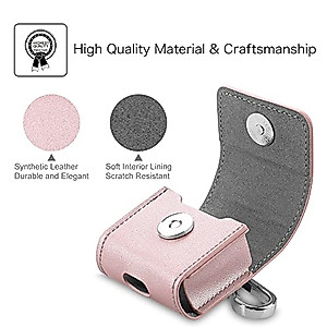 Fintie Case for AirPods 2&1, Premium PU Leather Magnet Closure Protective Portable Cover Skin with Metal Clasp and Keychain for AirPods 2&1, Rose Gold