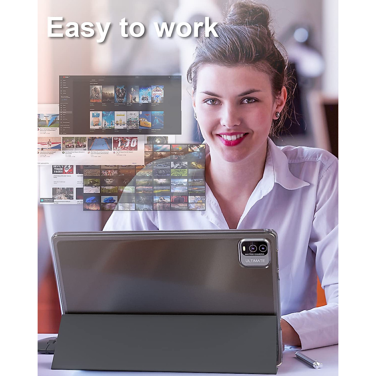 ATOZEE Tablet 10 Inch Android 14 Tablet with Keyboard Tablets Include Case Mouse Stylus 8GB RAM 64GB ROM 1TB Expandable Tablet 2MP+8MP Dual Camera 6000mAh Battery 5G WiFi-6 Bluetooth 2 in 1 Tablet PC