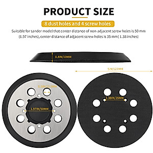 Sander Pad for Dewalt, 2 Pack 5" 8 Hole Hook and Loop Replacement Orbital Metal Sander Pad for DeWalt DWE6421 6421K DWE6423 6423K DCW210B Random Orbital Sander Part DWE64233 & N329079