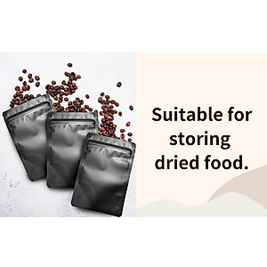 Chamigon 100 Pack Matte Black Mylar Bags - 4.3x6.3 Inches Resealable Smell Proof Foil Zipper Food Pouches - Sealable Flat Packaging Sample Pouch Bag