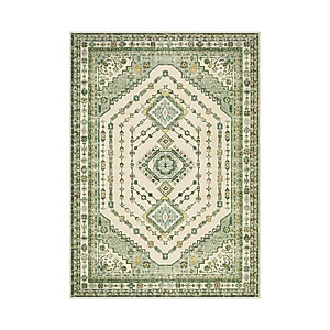 Boho Sage Green Area Rug 5x7 Living Room Rugs,Colorful Southwestern Rug for Bedroom,Large Dining Room Nursery Rug Non Slip,Washable Farmhouse Carpet for Playroom Entryway(Green/Beige/Multi,5'x7')