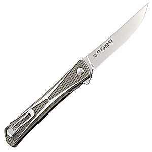 COLUMBIA RIVER KNIFE & TOOL Crossbones EDC Folding Pocket Knife: Gentleman's Knife, Everyday Carry, Satin Blade, IKBS Ball Bearing Pivot, Liner Lock, Brushed Aluminum Handle, Deep Carry Pocket Clip 7530