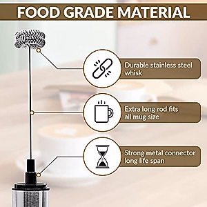 NAPCAM electric milk frother USB rechargeable portable handheld 2 speed whisk stirrer option ideal for almond milk hot chocolate nespresso matcha milk steamer protein drink mixer coffee accessories