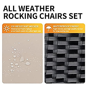Aug-guan Patio Furniture Set,Wicker Bistro Set 3 Pieces Outdoor Furniture,Rattan Table and Patio Chairs Set for Balcony,Yard,Porch and Deck-red