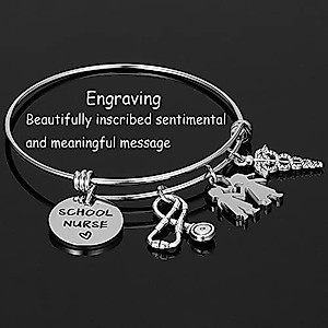 Kivosliviz School Nurse Appreciation Gifts Bracelet for Women School Nurses Week Gift Graduating Nursing Bangle Ornament Thank You Registered School Nurse Jewelry
