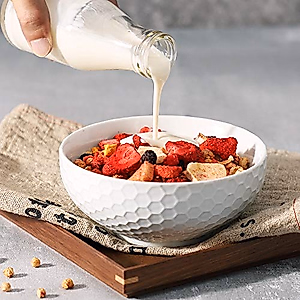 Buyajuju Cereal Soup Bowls, 20 Ounce White Bowls Set, Porcelain Bowls for Oatmeal, Rice, Salad, Pasta and Noodle, Set of 4 (6inch)