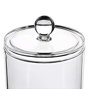 Hipiwe Cotton Ball and Swab Organizer with Lid Apothecary Acrylic Jar Makeup Cotton Organizer Bathroom Storage Canister Jar for Cotton Rounds Pads Q-Tips Holder