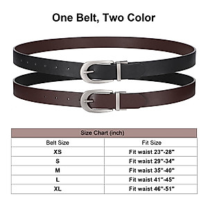 XZQTIVE Reversible Leather Belts for Women with Rotated Metal Buckle Fashion Women Belts(1 Pcs Black/Brown)