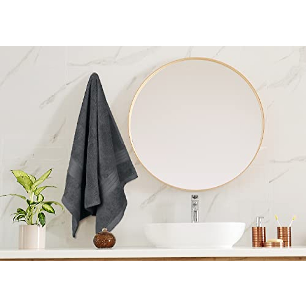 Utopia Towels 6 Piece Premium Hand Towels Set, (16 x 28 inches) 100% Ring Spun Cotton, Lightweight and Highly Absorbent Towels for Bathroom, Travel, Camp, Hotel, and Spa (Grey)