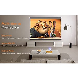 Portable Mini Video Projector, 1800 Lumens A10 Pro Home Theater Phone Mirroring Projectors, Portable Movie Display Projector with Built-in Speaker Mobile Phone Projector (Yello)
