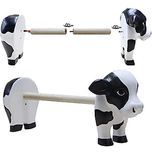 Wooden Paper Towel Holder Countertop Farmhouse Cow Design Paper Towel Roll Holder Stand Base Rustic Animal Paper Towel Organizer for Kitchen Living Room Bedroom Home Farmhouse Decoration