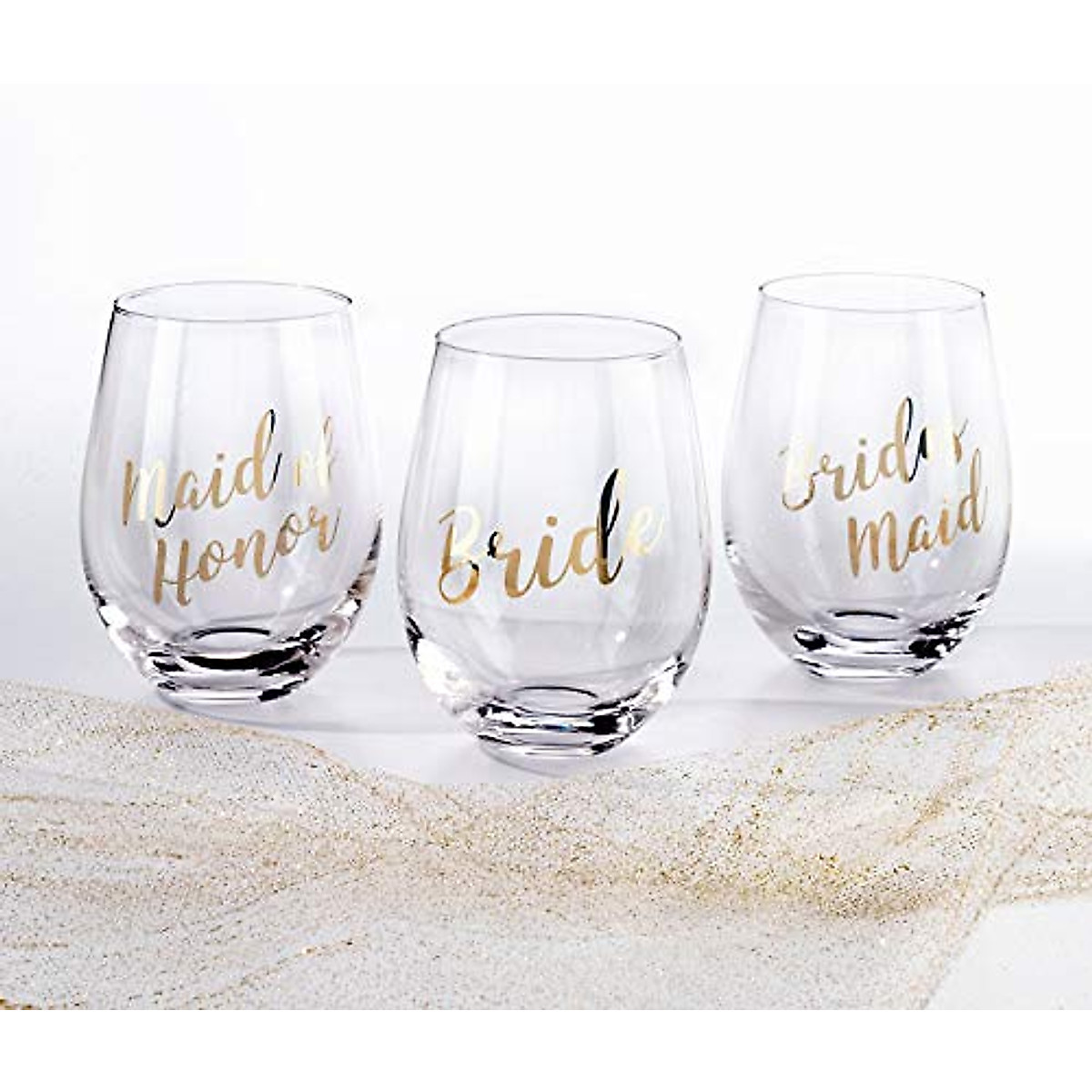 Lillian Rose Gold Maid of Honor Stemless Wine Glass, 1 Count (Pack of 1)
