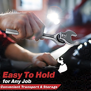 Crows Foot Wrench Set (SAE/Inch) Easily Access Hard-To-Reach Areas, Ideal for Tight Spaces, Great for Automotive Repair Work - Includes Sizes: From 3/8" to 1 Inch - 10-Piece Kit With Clip-on Organizer