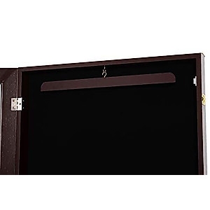 HOMCOM 24" x 32" Jersey Frame Display Case, UV-Resistant Jersey Shadow Box with 2 Keys, Hanger, Cherry Brown