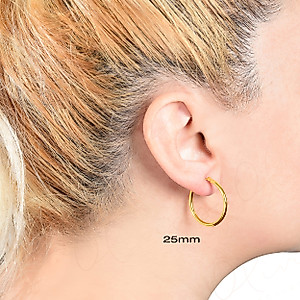 14k Yellow Gold Hoop Earrings 25x2.0mm