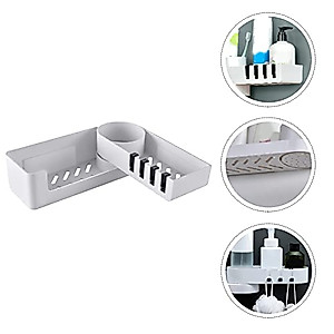 Alipis 1pc Bathroom Dorm Holder Toilet Punch Shampoo White Self Kitchen Wall-mounted Racks Adhesive Hooks Storage Shower Rack Corner Rotary Creative with Shelf Caddy Organizer