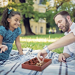 AMEROUS Shut The Box Dice Game，Wooden Board Table Math Game with Lid - 6 Dice - Gift Package - Rules, Classic Board Game for Kids Adults, Family