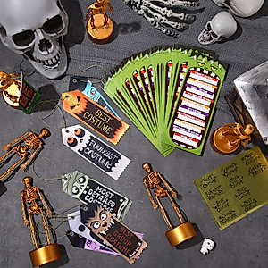 Seenelling 72 Pack Halloween Party Costume Contest Ballot Set of Boxes, 40 Voting Ballots, 10 Skeleton Trophy, 10 Award Ribbons and 12 Gold Stickers for Home Indoor Office Vote Party Game