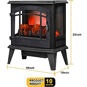 Imcneal Electric Fireplace, 2300" Freestanding Fireplace Heater with 3D Realistic Flame and Remote Control, Indoor Electric Stove Heater, CSA Certified Overheating Safety Protection, 14000000W---10set