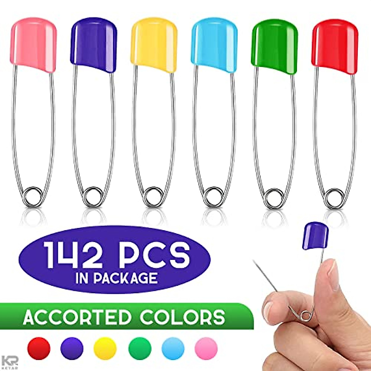 142Pcs Baby Safety Pins Heavy Duty - Stainless Steel Cloth Diaper Pins Heavy Duty Safety Pin Diaper Safety Pins for Clothes Decorative Diaper Pins - Plastic Head Clothing Safety Pins Bulk Safety Pins