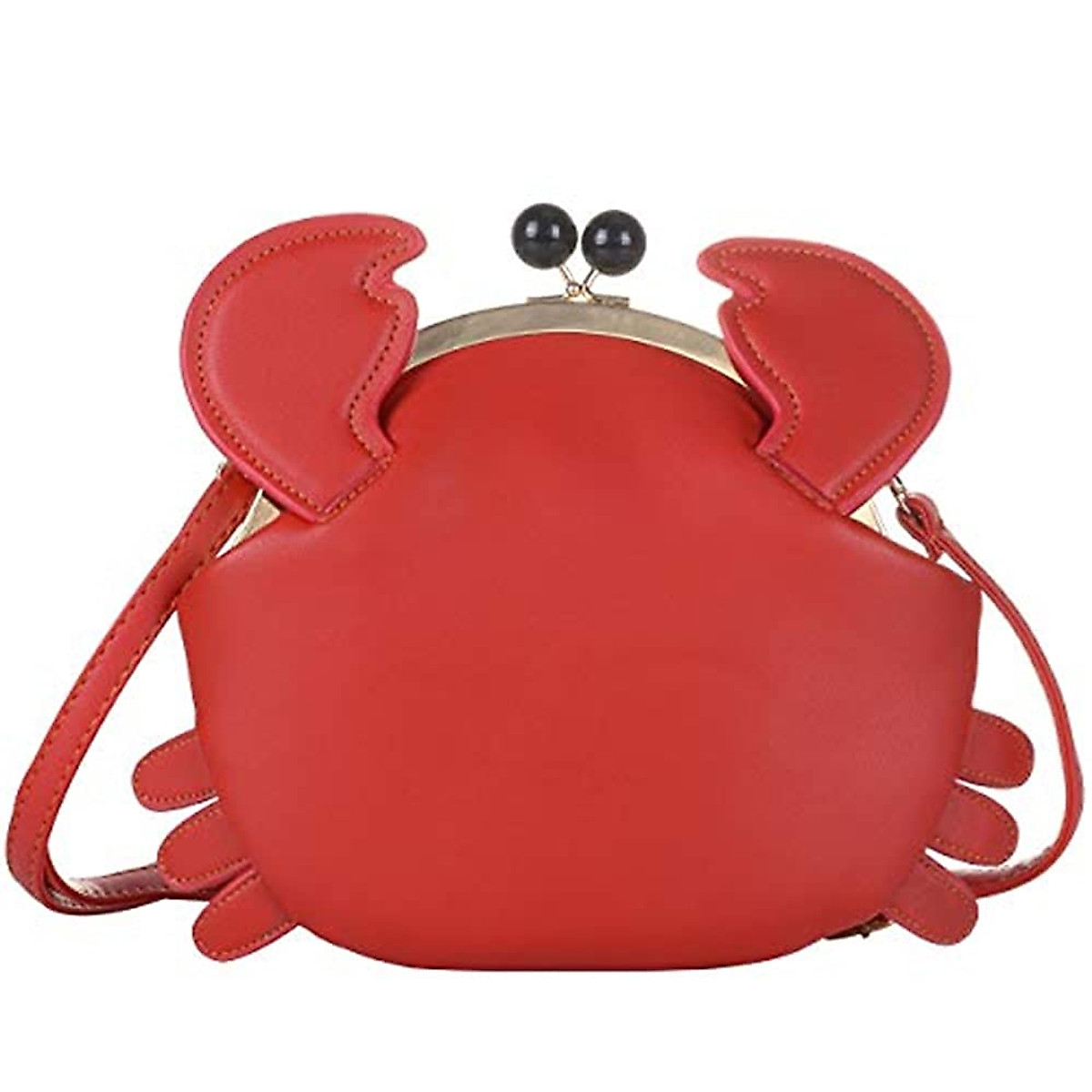 Personalized cartoon style ladies shoulder bag, crab-shaped messenger bag, animal style ladies handbag(Red)