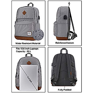 B BRENTANO Unisex Water Resistant Backpack Daypack (Gray)