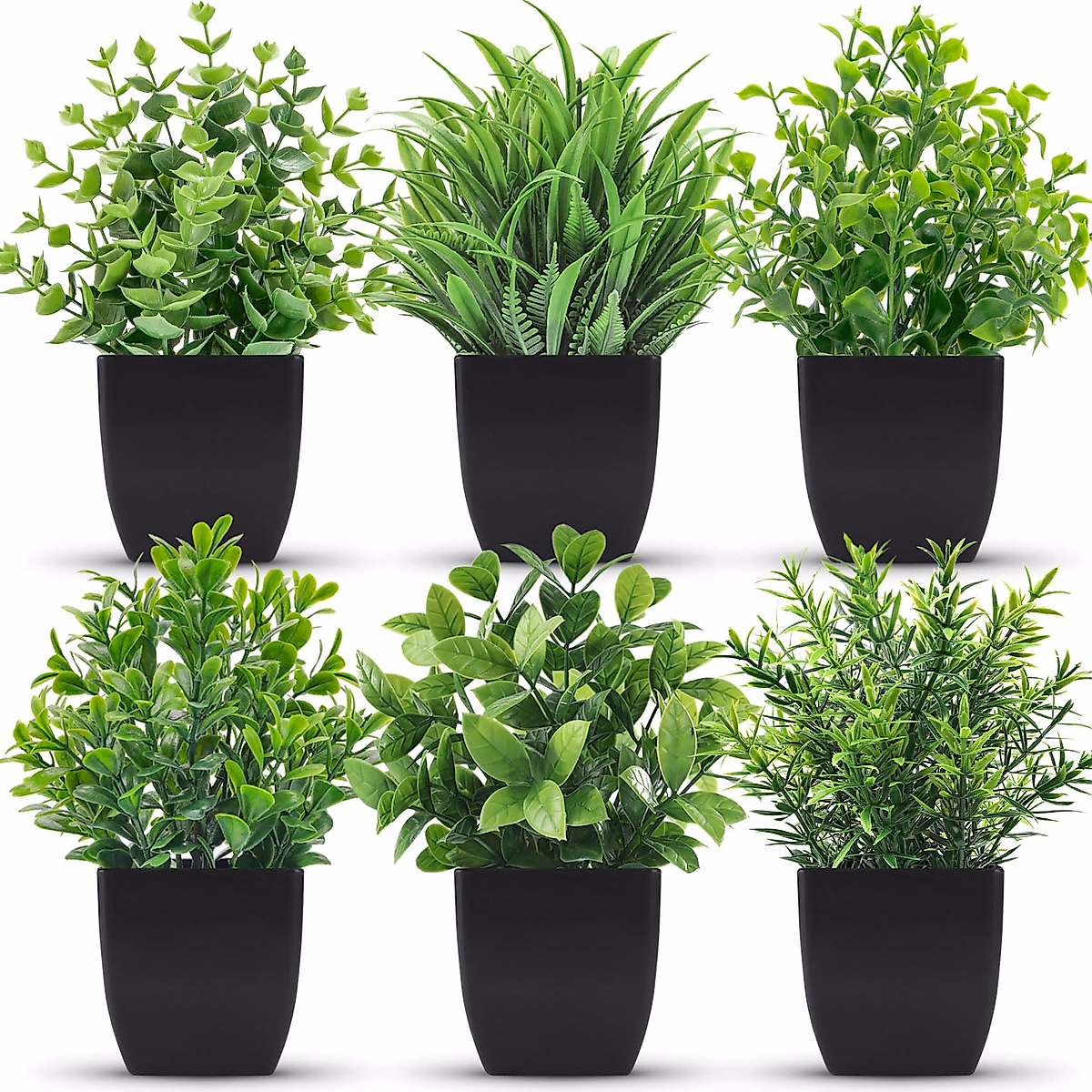 Der Rose 6 Pack Small Fake Plants Artificial Potted Faux Plants in Pot for Home Office Farmhouse Bathroom Shelf Decor Indoor