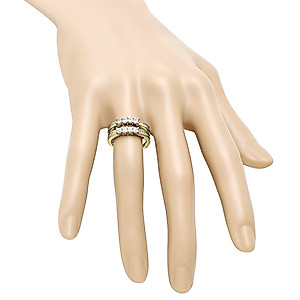 Dazzlingrock Collection Princess Diamond Double Guard Wedding Enhancer Ring for Women (0.91 ctw) in 14K Yellow Gold Size 6