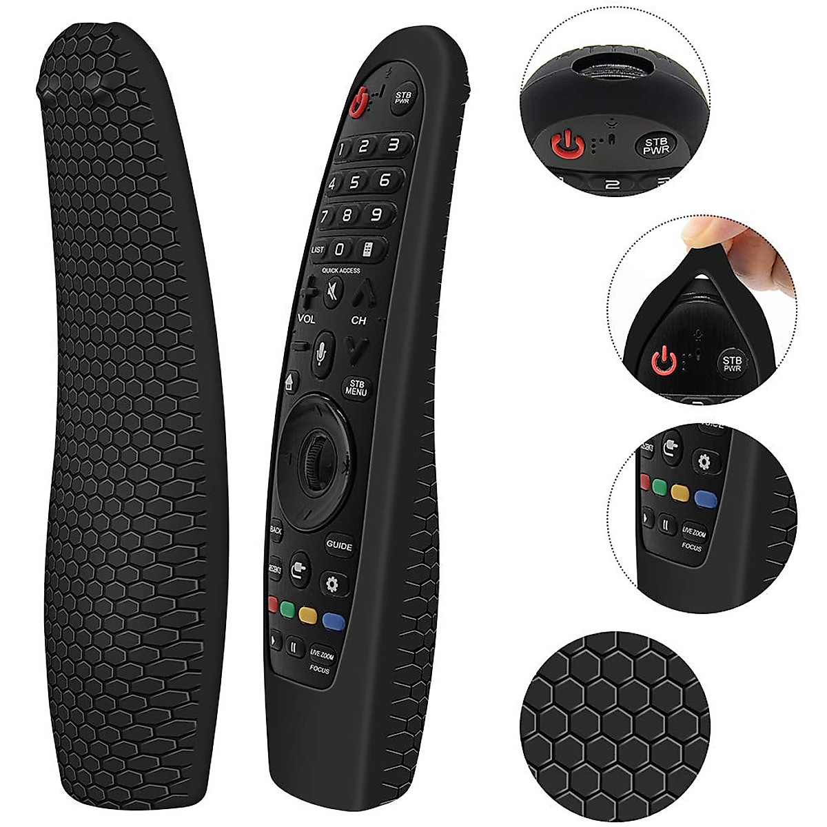 Silicone Protective Case for LG AN-MR20GA / AN-MR19BA / AN-MR18BA / AN-MR650A / AN-MR600 Remote Control [Anti-Lost] Anti Slip LG Magic Remote AKB75855501 Cover Skin Sleeve Protector (Black)