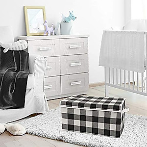 Sweet Jojo Designs Black and White Buffalo Plaid Check Boy or Girl Small Fabric Toy Bin Storage Box Chest For Baby Nursery or Kids Room - Woodland Farmhouse Flannel Country Lumberjack