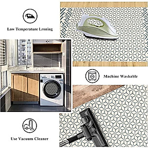 Pauwer Cotton Area Rug Set 2 Piece Washable Printed Cotton Rugs with Tassel Hand Woven Fringe Cotton Rug Runner for Kitchen, Living Room, Bedroom, Laundry Room, Entryway