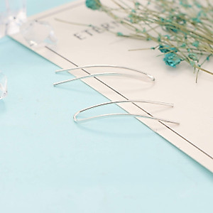 Milacolato 2Pairs Sterling Silver Ear Crawler Earrings for Women Platinum Plated Cuff Earrings Light-weight Ear Climber Jackets