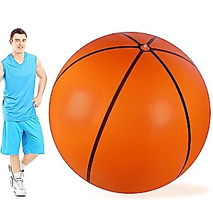 Meooeck 6 ft Giant Beach Balls Jumbo Inflatable Basketball for Pool Large Floating Ball Giant Inflatable Ball with Repair Patch for Sports Birthday Beach Pool Party Decorations Favors Summer Game Toy
