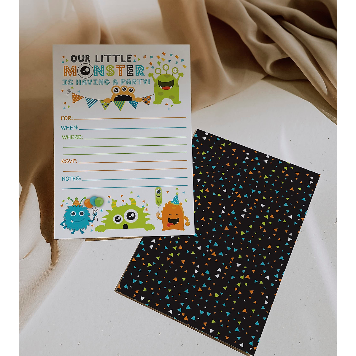Your Main Event Prints Monster Birthday Invitations - Little Monster Birthday Party Invites - 20 Fill-In Monster Party Invitations With White Envelopes