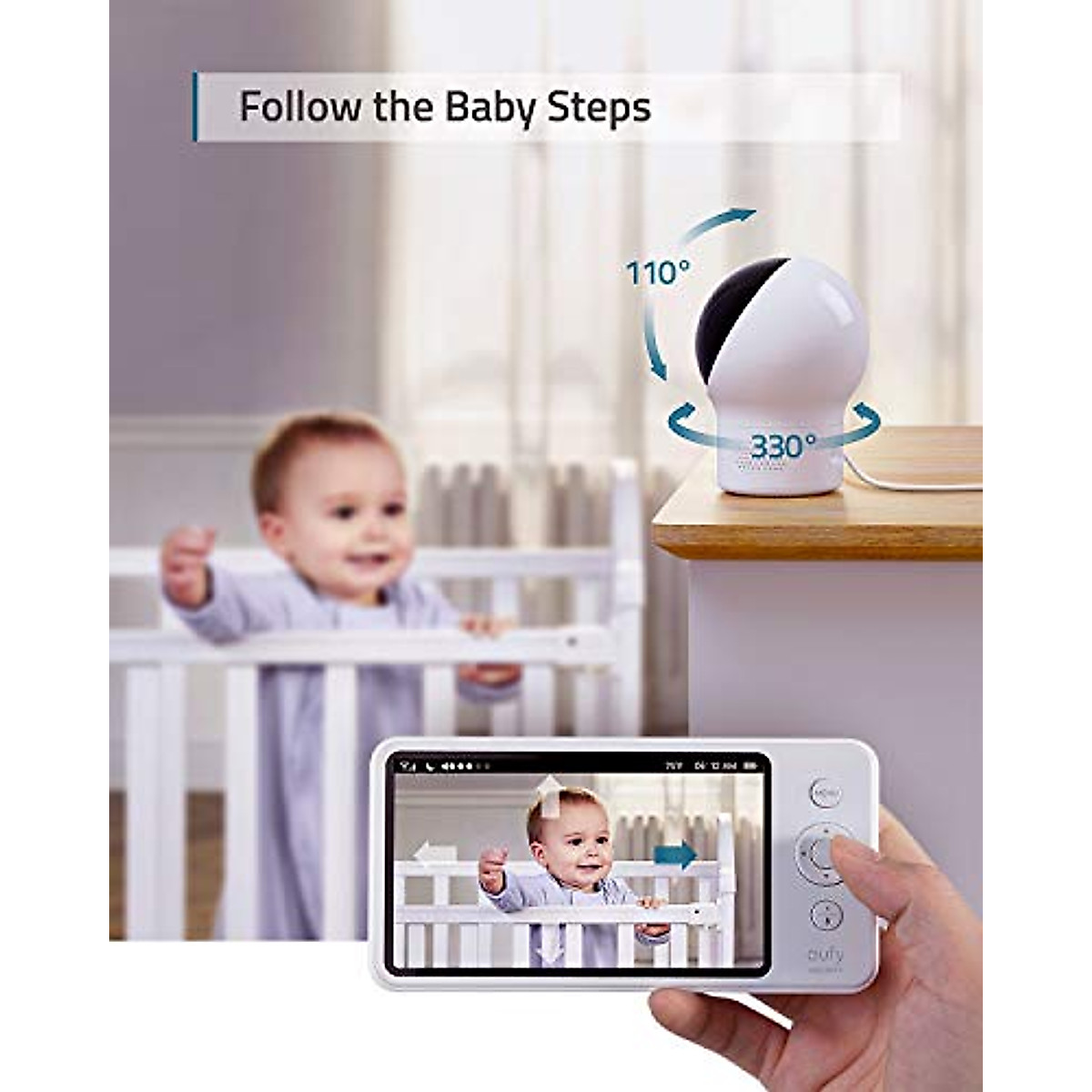 eufy Security, SpaceView Pro Video Baby Monitor with 5" Screen, Two-Way Audio, Security Camera, 720p, Pan & Tilt, Night Vision, Lullaby Player, Wide Angle Lens Not Included (No App Required)