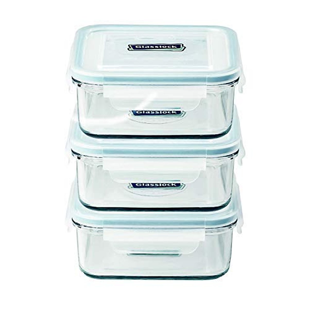 Glasslock Square Glass Food-Storage Container with Locking Lids Microwave Safe17oz/490ml 6pc Set