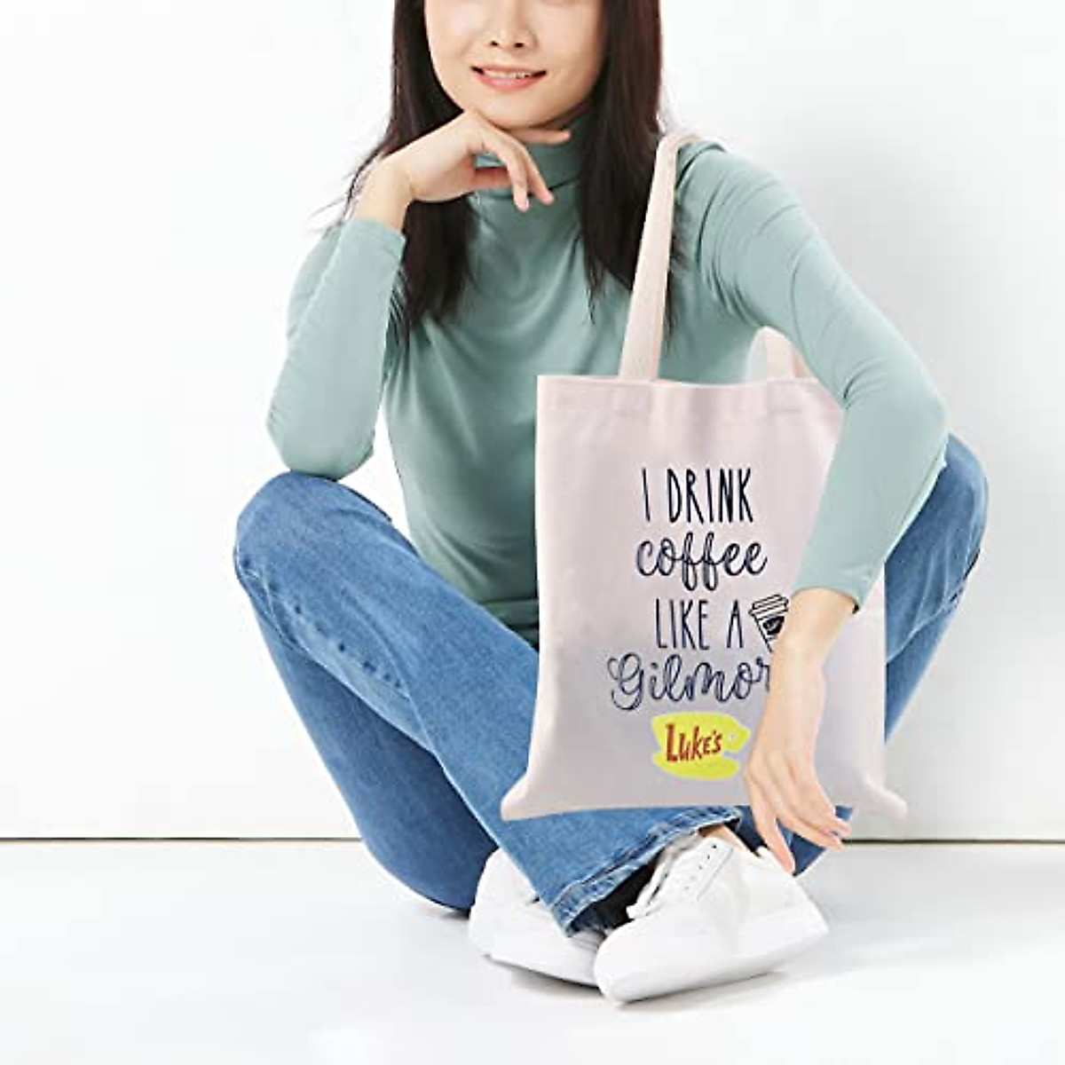 CMNIM Lukes Diner Tote Bag Girls Luke's Diner Merchandise I Drink Coffee Like a TV Show Inspired Friendship Gift for Fans (Lukes Diner Tote Bag)