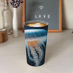 Insulated Coffee Mug Jellyfish 17oz Double Wall Vacuum Stainless Steel Tumbler With Leak-Proof Lid And Handle, Cute Travel Thermos Mug For Cold Hot Drinks