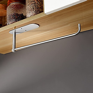 YIGII Paper Towel Holder Under Cabinet Mount - Self Adhesive Paper Towel Rack or Wall Mounted for Kitchen, 12 Inch Bar - Fit All Roll Sizes, Stainless Steel