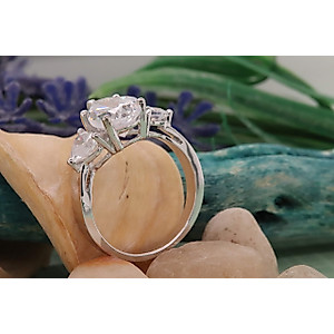 Dazzlingrock Collection 3.00 Carat (ctw) 14K Pear Shaped Cubic Zirconia 3 Stone Ladies Teardrop Engagement Ring, White Gold, Size 6.5