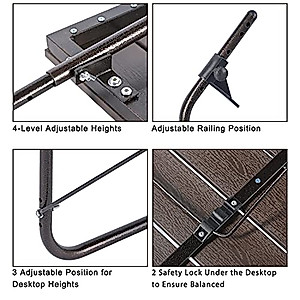 Balcony Railing Table Outdoor Hanging Folding Balcony Bar Table for Railings Patio Table on Railing Aluminium Metal Side Table Adjustable 23.6"(L) x 15.7"(W) Brown