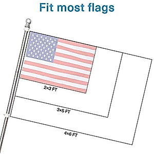 6FT Flag Pole Kit,Stainless steel Heavy Duty American US Flagpole, Rustproof for Outdoor Garden Roof Walls Yard House(Without Bracket)