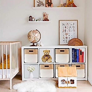 sunla Woven Cotton Rope Storage Baskets Set of 3 Foldable Cube Storage Basket, Durable Decor Rope Basket for Organizing Clothes, Baby Toy, Towel, 10.5" x 10.5" x 11", Yellow White