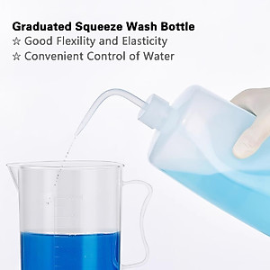 Aeseusia Graduated Cylinders Plastic Beakers, 10ml 25ml 50ml 100ml Plastic Measuring Cylinders, 50ml 100ml 250ml 500ml 1000ml Plastic Beakers with Pipettes,Plastic Funnel,Wash Bottle and Brushes