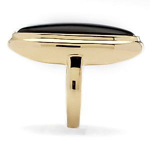 PalmBeach Yellow Gold-Plated or Silvertone Oval Cut Natural Black Onyx Bezel Set Ring Size 9