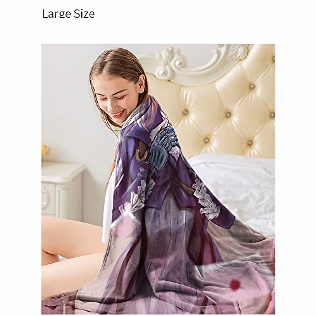 Household Soft Cartoon Anime Violet Evergarden Character Printed Plush Flannel Fleece Throw Blanket Towel Blanket for Couch,80"x60"