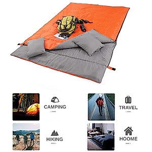 CAMEL CROWN Double Sleeping Bag - 4 Seasons Warm Cold Weather, Portable, Backpacking Hiking Camping Bag with Pillow for Camping & Adventures